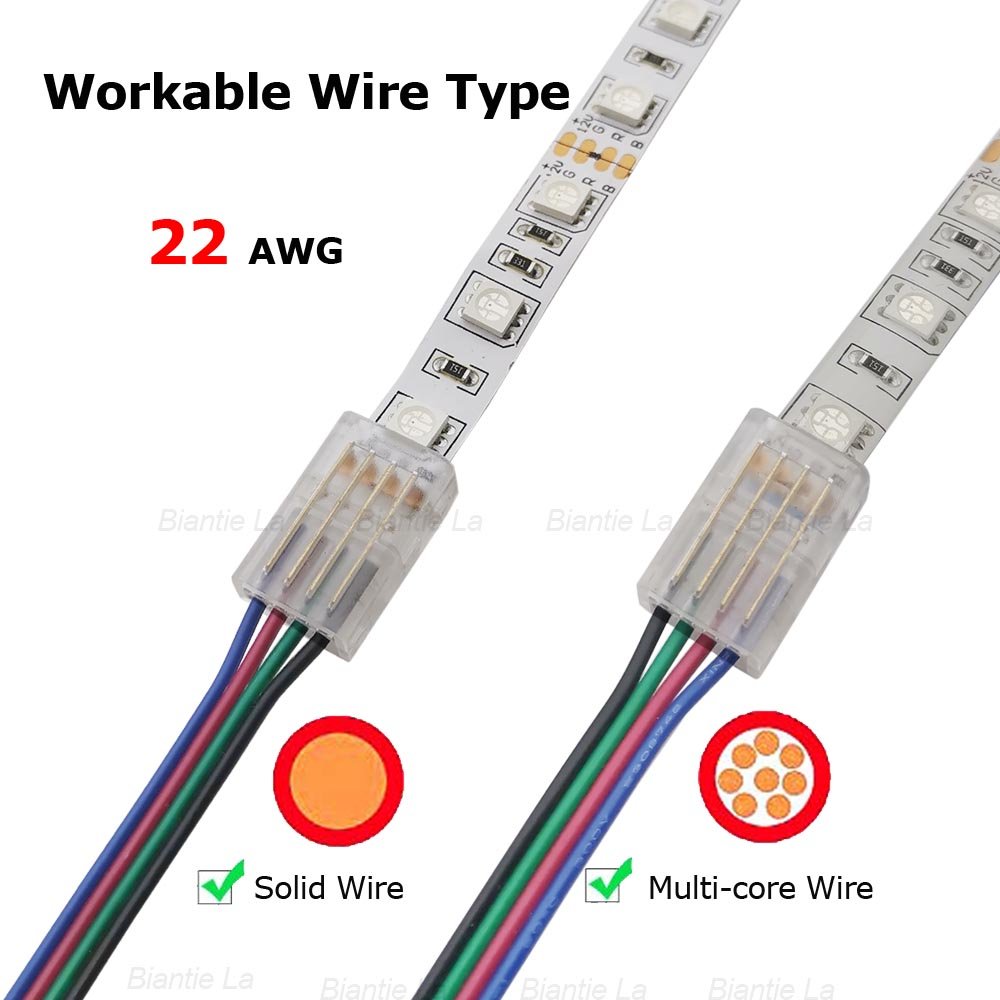 4-pin 10mm rgb connectors for rgb led strips to wire connection